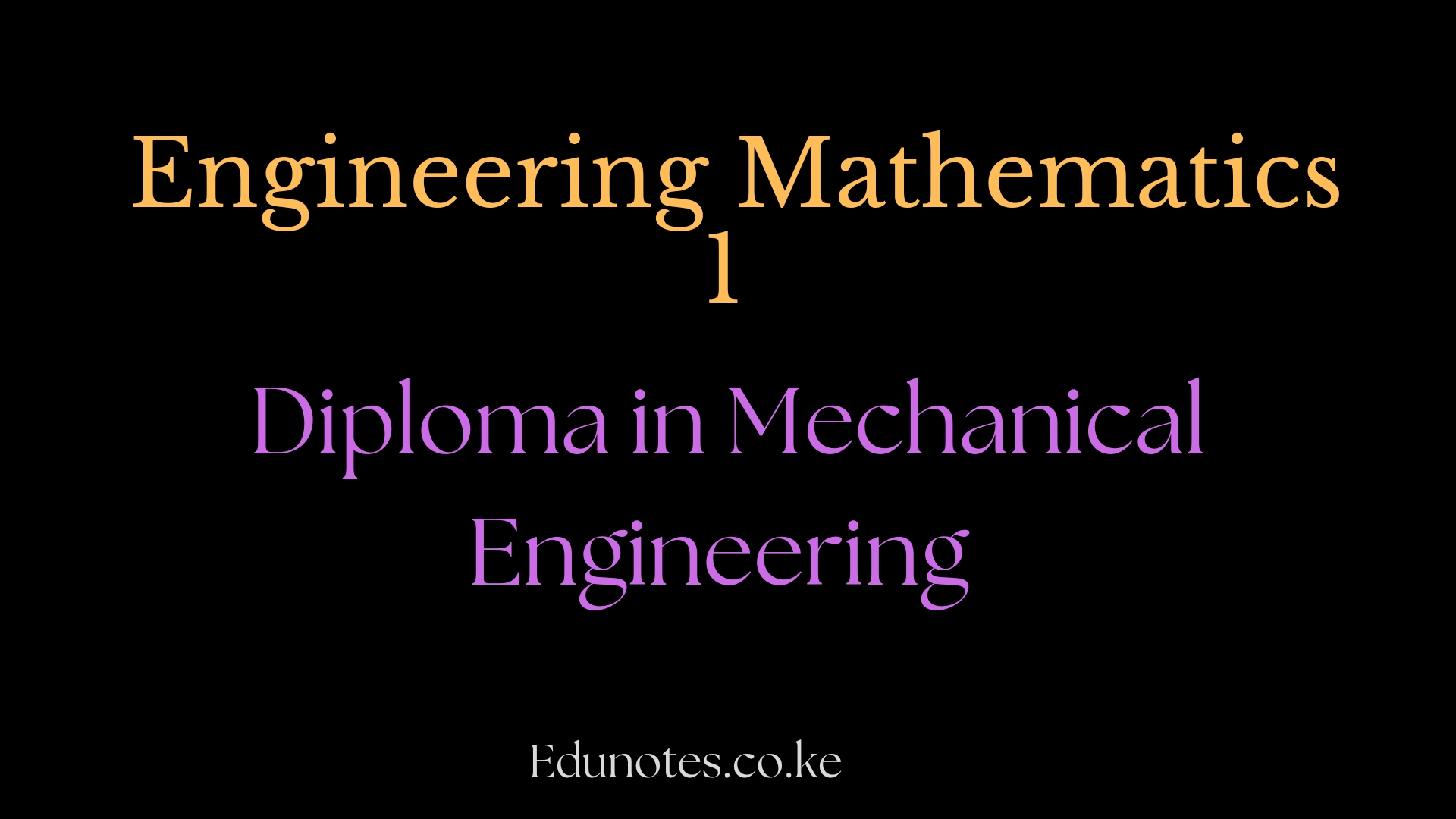 Engineering Mathematics I - EDU NOTES