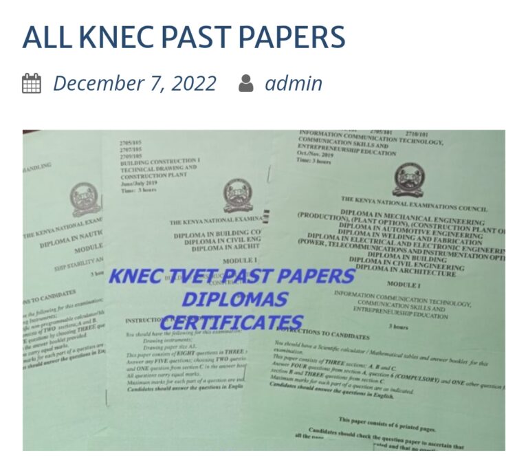How to get KNEC past papers and download for free - EDU NOTES