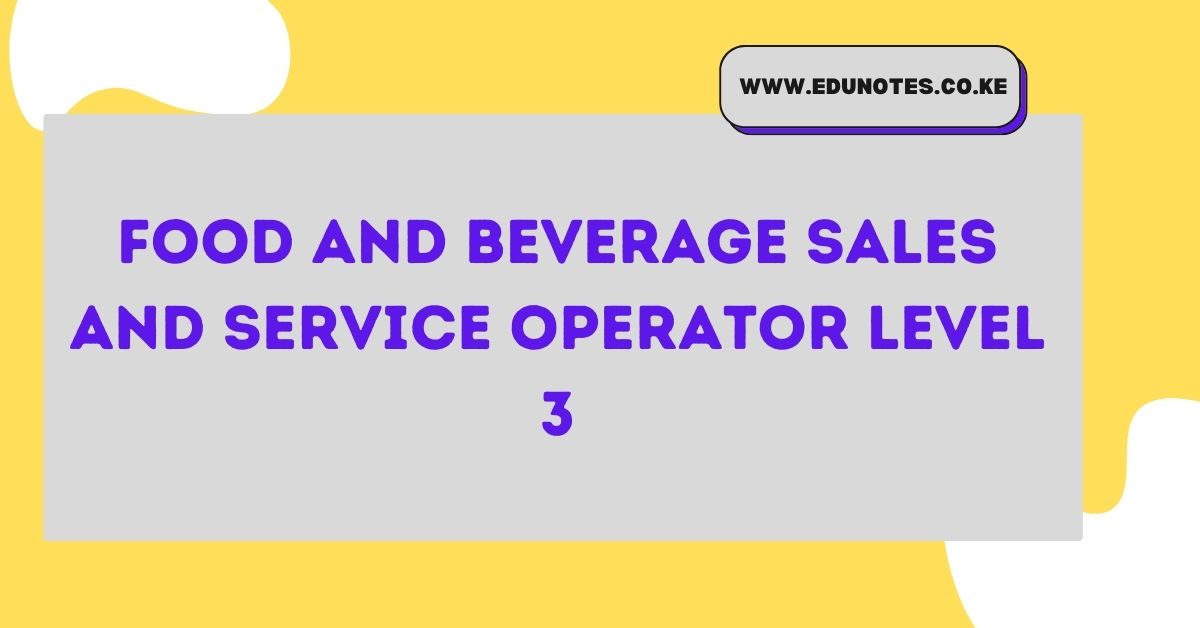 Food and Beverage Sales and Service Operator Level 3