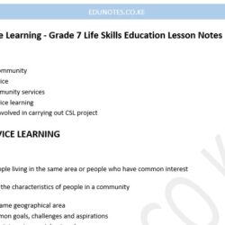 Community Service Learning - Grade 7 Life Skills Education Lesson Notes ...