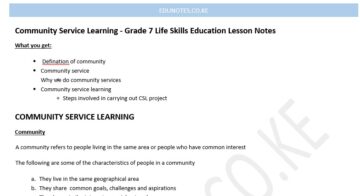 Community Service Learning - Grade 7 Life Skills Education Lesson Notes ...