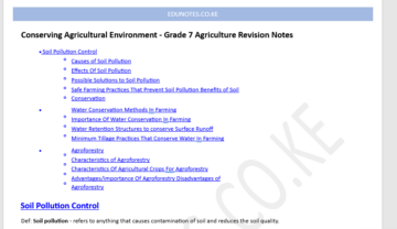 Conserving Agricultural Environment Grade 7 Agriculture Revision Notes ...