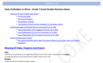 Early Civilization in Africa - Grade 7 Social Studies Revision Notes ...