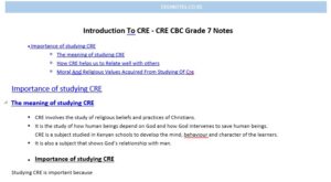 Introduction To CRE - CRE CBC Grade 7 Notes - EDU NOTES