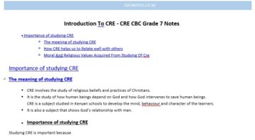 Introduction To CRE - CRE CBC Grade 7 Notes - EDU NOTES