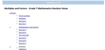 Multiples and Factors - Grade 7 Mathematics Revision Notes - EDU NOTES