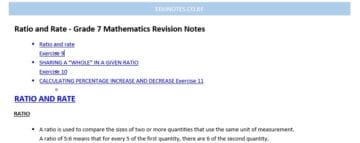 Ratio and Rate - Grade 7 Mathematics Revision Notes - EDU NOTES