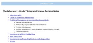 The Laboratory - Grade 7 Integrated Science Revision Notes - EDU NOTES