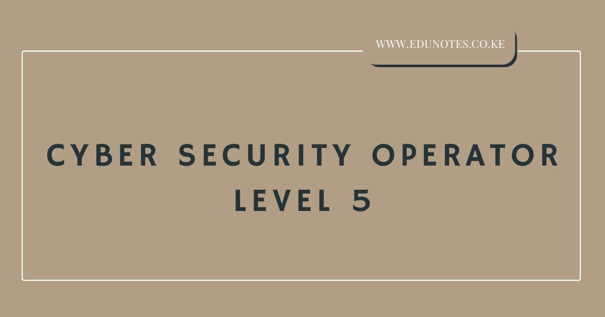 Cyber Security Operator Level 5 Notes